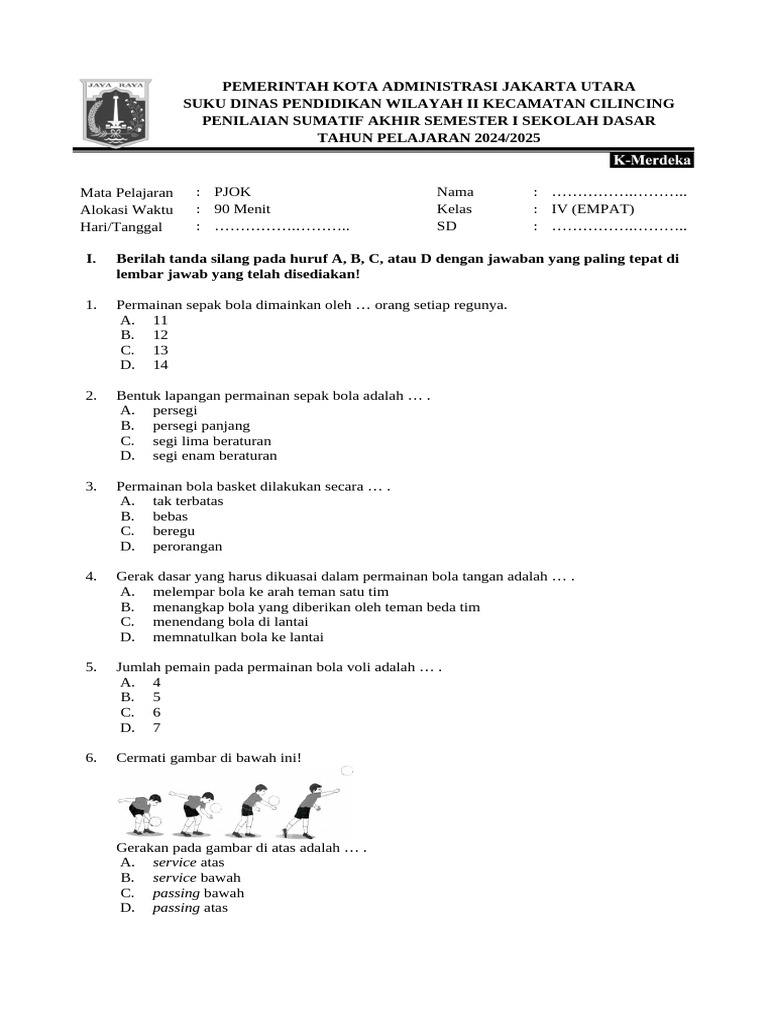 Soal Sas Pjok 4 | PDF