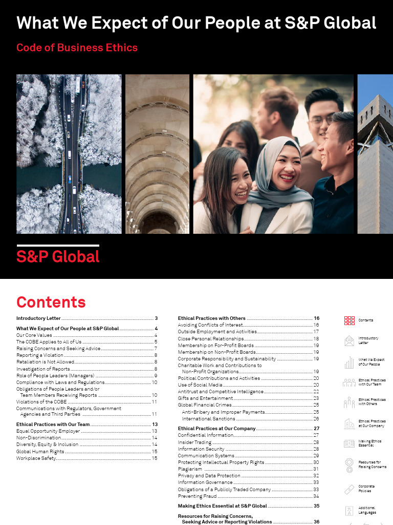 Code of Business Ethics SP Global | PDF | Business Ethics | Regulatory ...