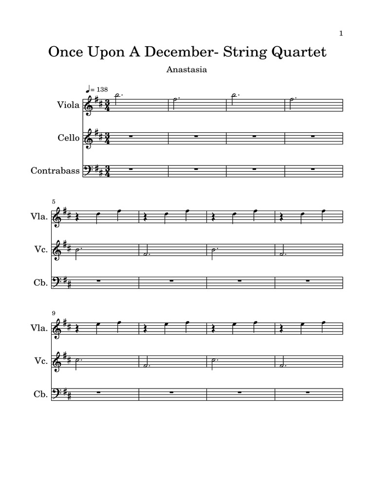 Once Upon A December - String Quartet - Viola - Cello - Contrabass | PDF