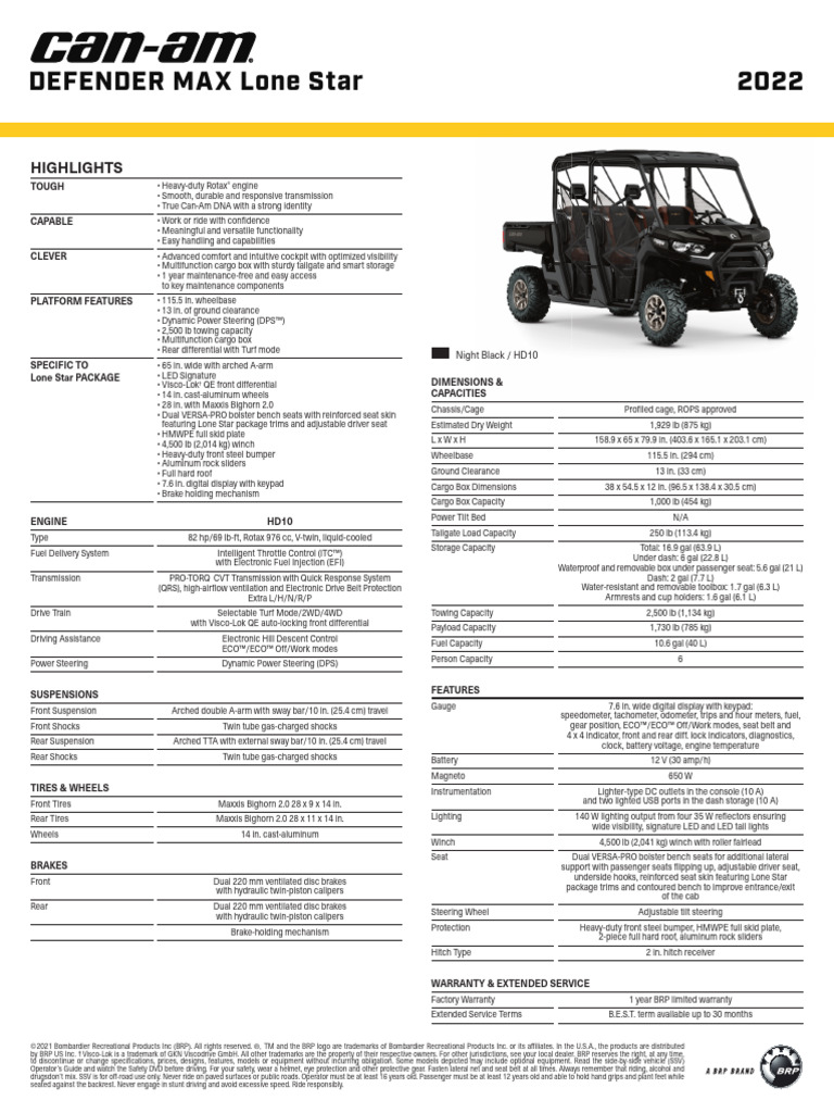 ORV MY22 SPEC DEFENDER MAX Lone Star - ENNA - PDFX | PDF | Vehicles ...