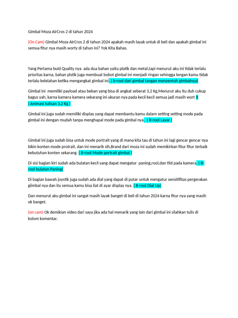 Gimbal Moza AirCros 2 Di Tahun 2024 | PDF