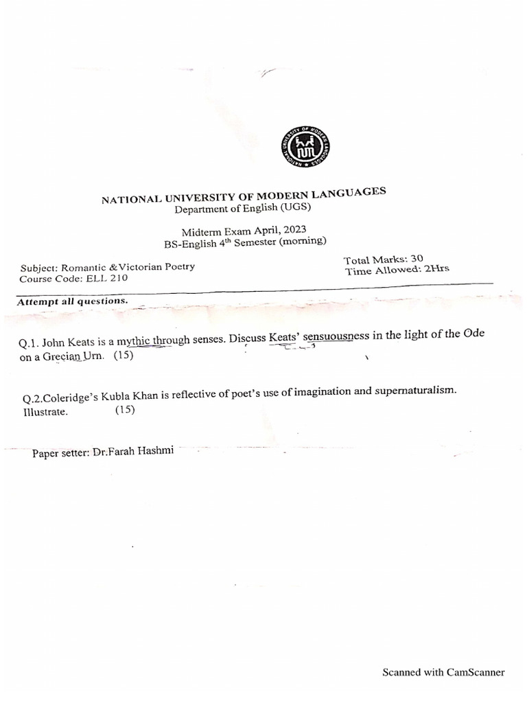 2023 April BS4 Mid Term Exams Model Papers | PDF