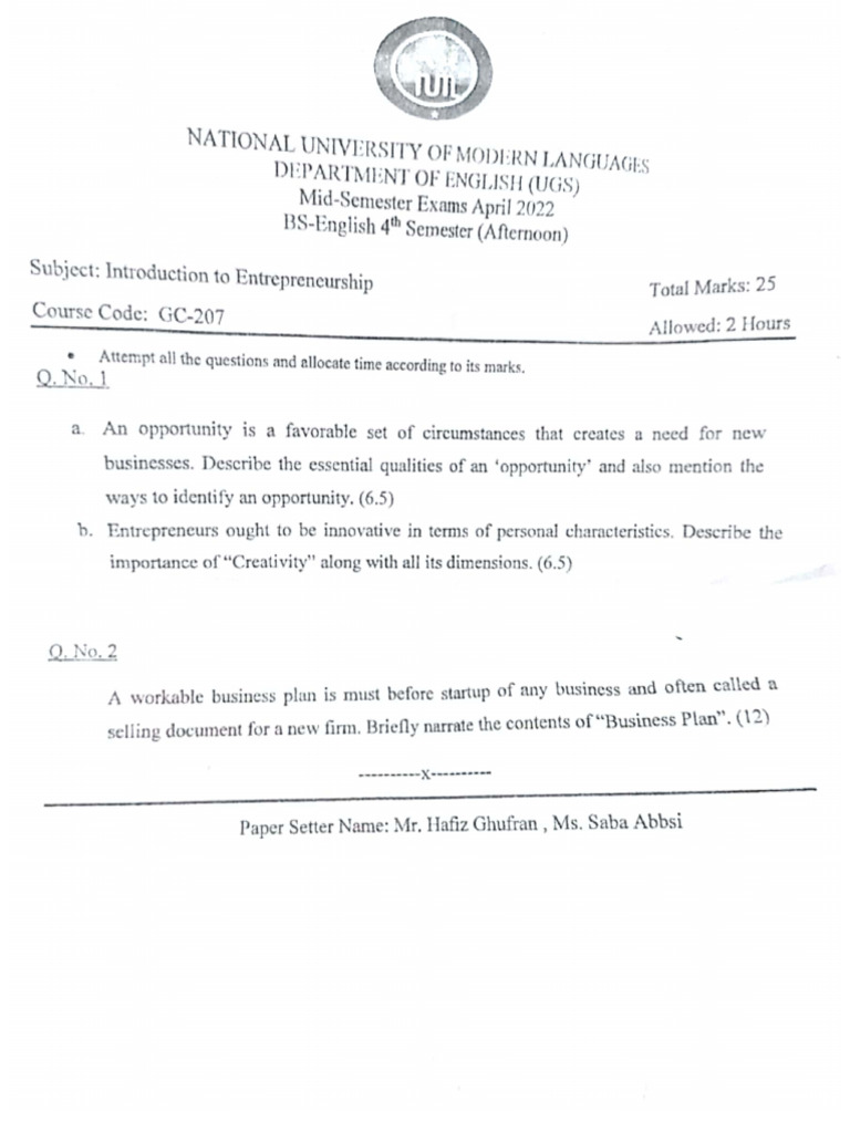 April 2022 BS4 Mids Model Papers Afternoon by Syed Yaseen | PDF