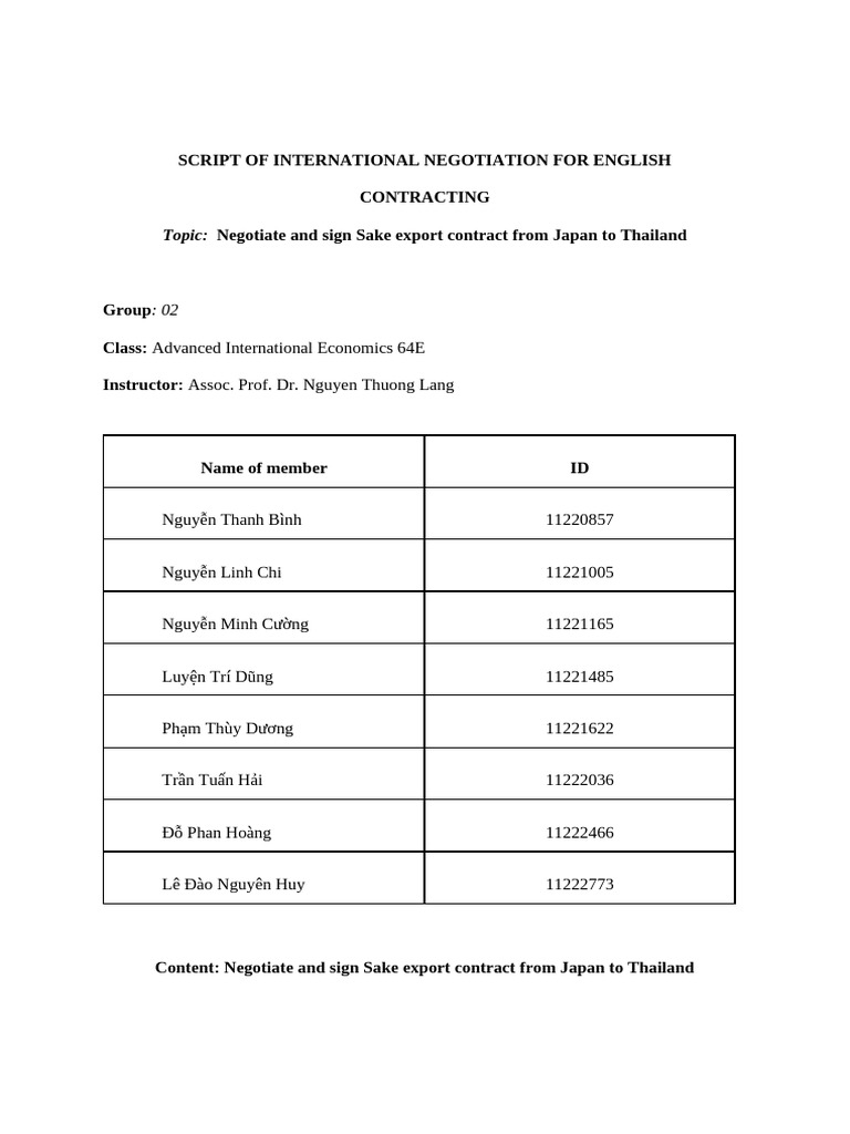 Script Negotiation Japan Thailand Final | PDF | Thailand | Prices
