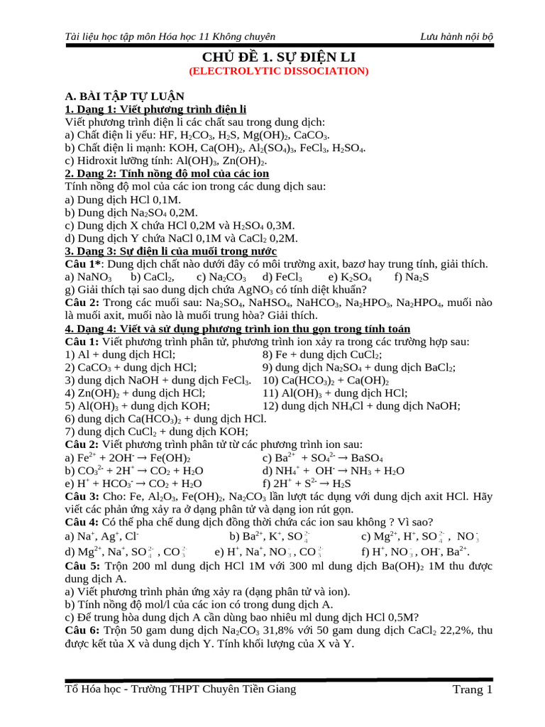 Hoá11-TLHT (DA) | PDF
