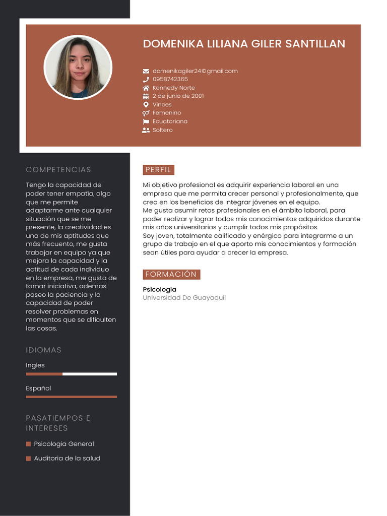 Perfil Profesional de Domenika Giler | PDF