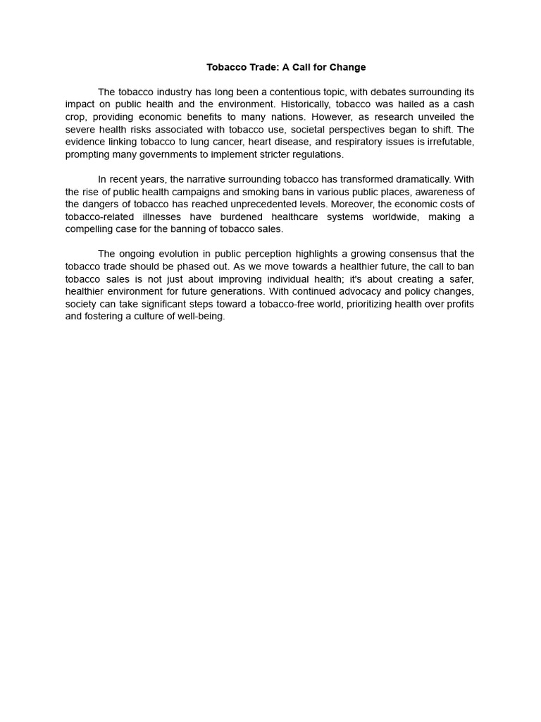 Tobacco Trade - A Call For Change | PDF Tobacco Trade - A Call For Change | PDF
