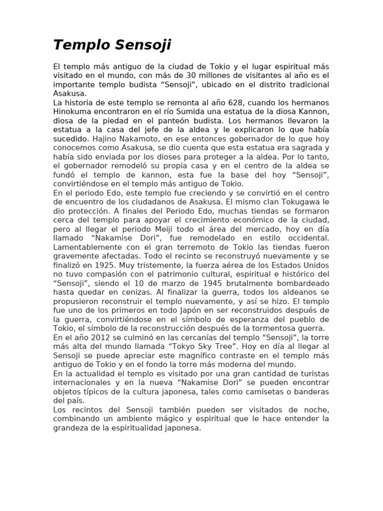 Templo Sensoji | PDF | Tokio | Japón