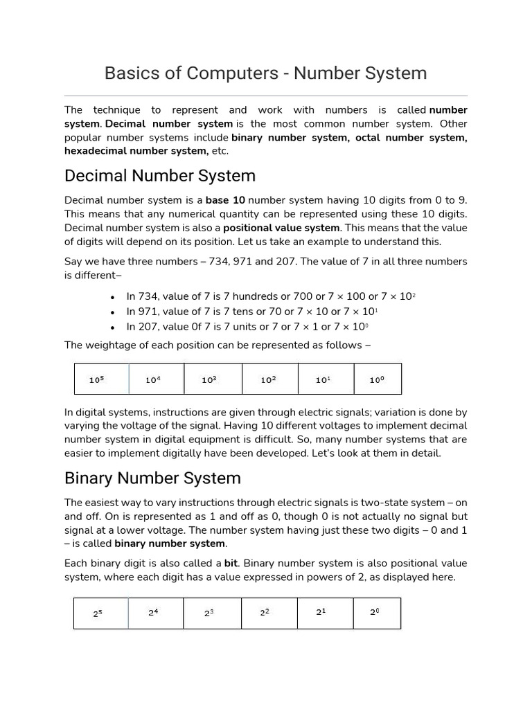 Overview of Number Systems in Computing | PDF | Byte | Lexicology