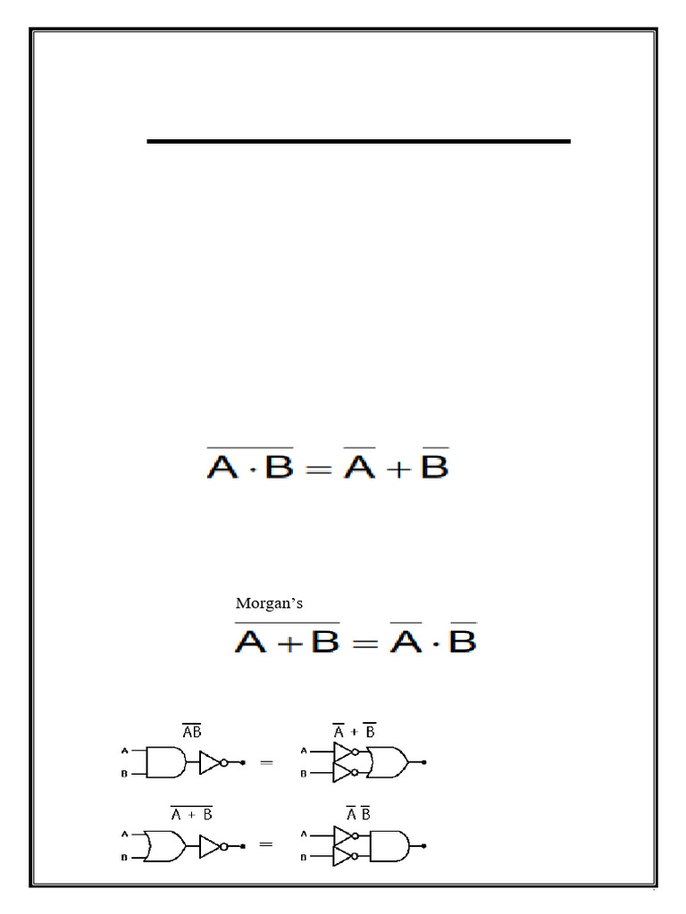 De Morgan's Laws in Boolean Algebra | PDF