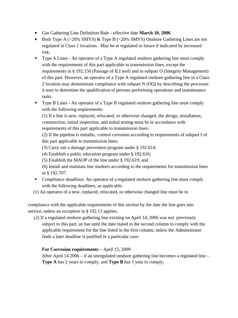 Gas Gathering Line Summary | PDF