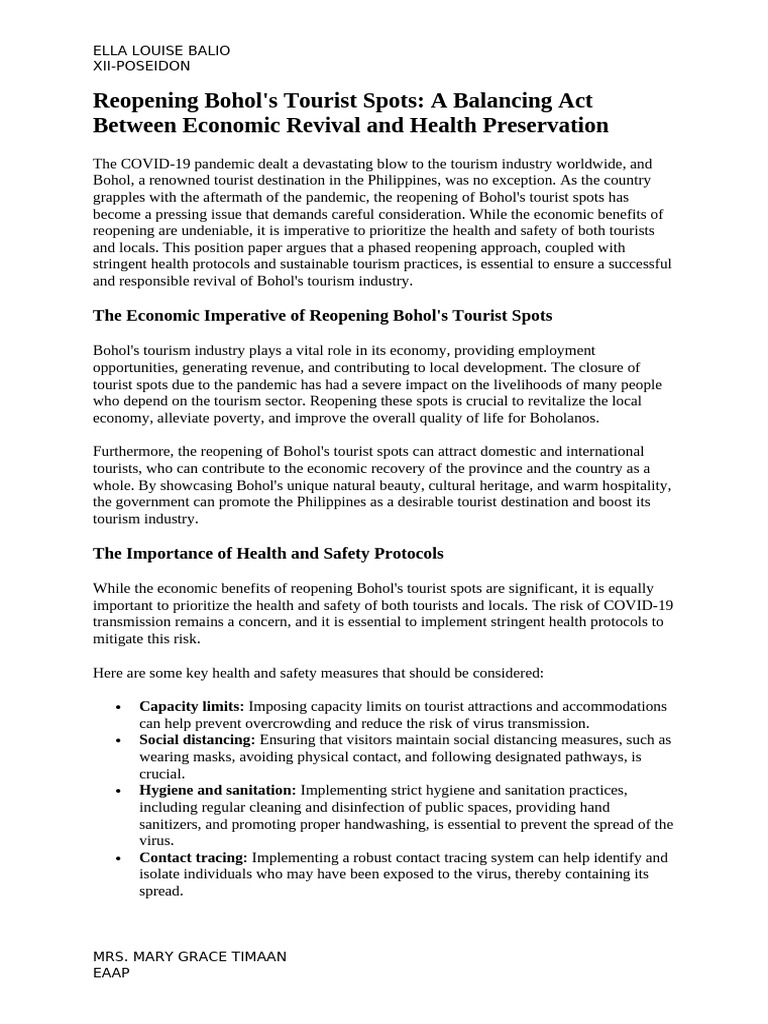 Reopening Bohol | PDF | Tourism | Sustainability