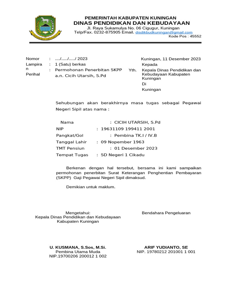 Permohonan Penerbitan SKPP Pensiun | PDF
