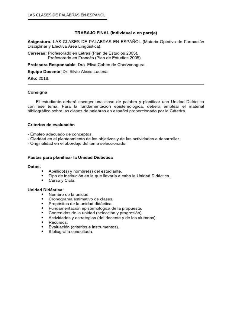 Pautas para Elaboraci N Del Trabajo Final Profesorados | PDF