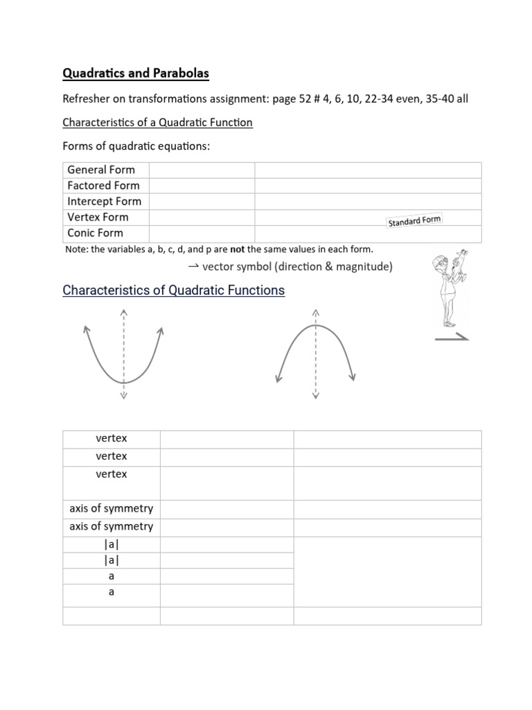 2 Quadratics and Parabolas Blank | PDF | Quadratic Equation | Geometry