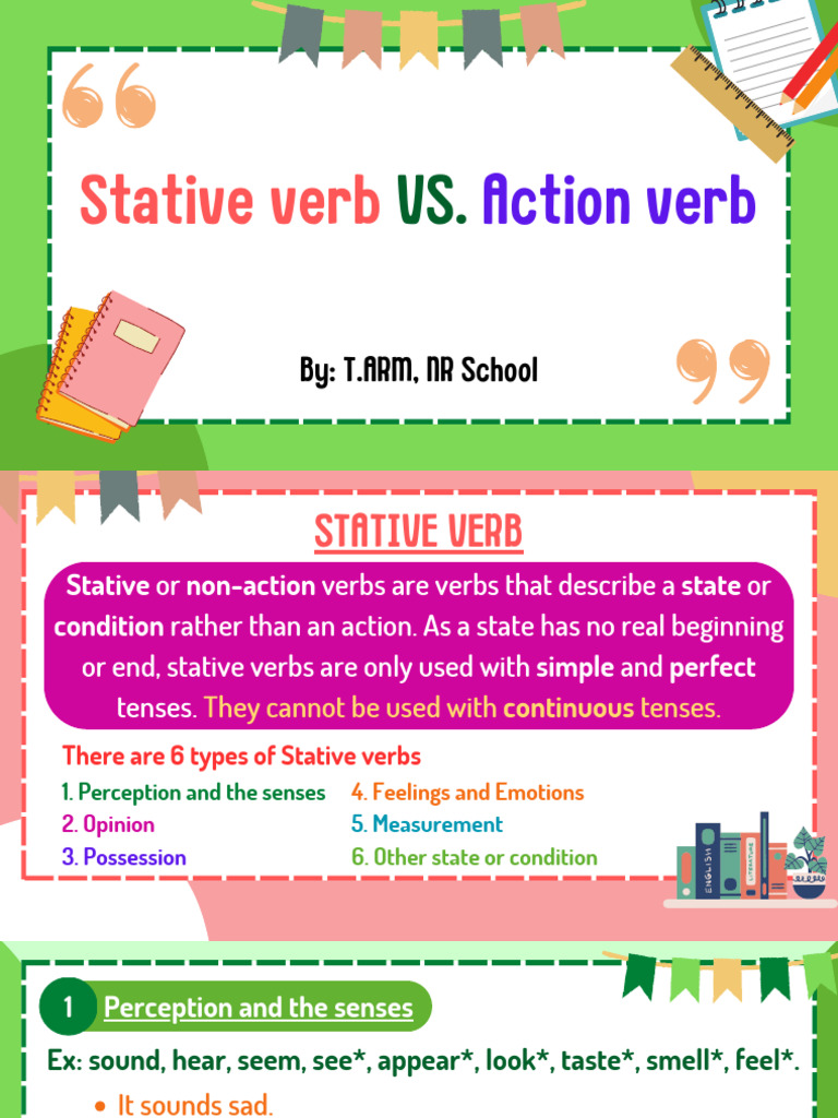 Stative & Action Verb-Slides | PDF | Grammatical Tense | Verb