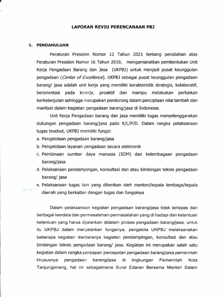 Laporan Reviu PBJ | PDF