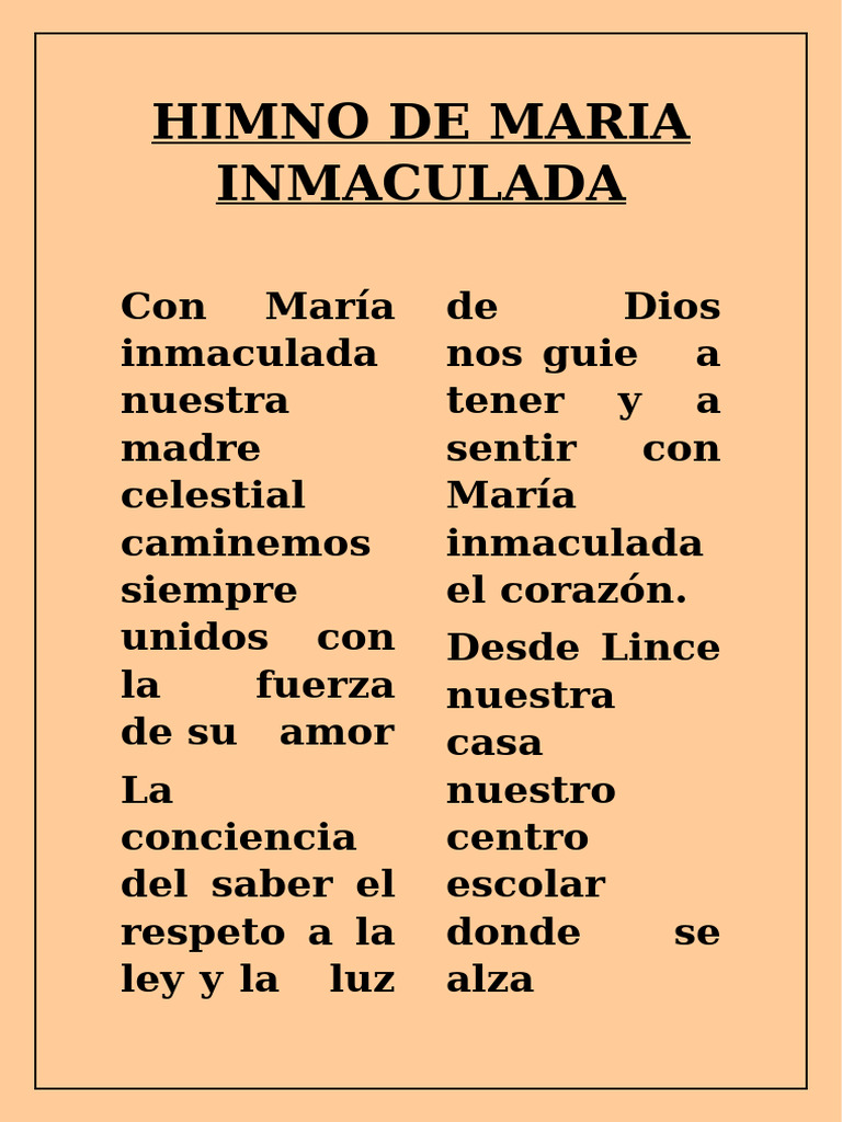 Himno De Maria Inmaculada Pdf
