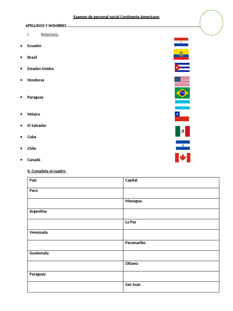 Examen de Personal Social Continente Americano | PDF