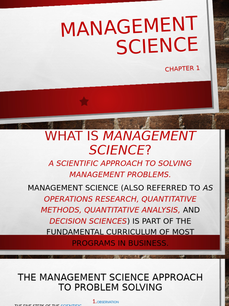 Chapter 1 Management Science | PDF | Conceptual Model | Science