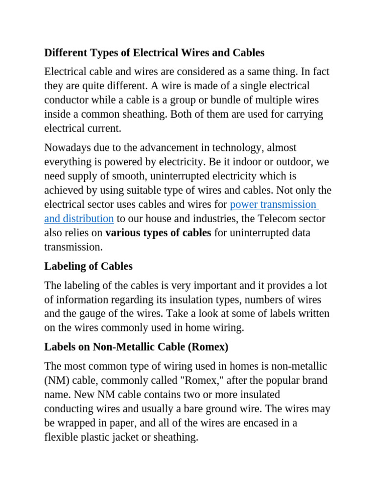 Home Wiring: Cables & Wires Guide | PDF | Electrical Wiring | Wire