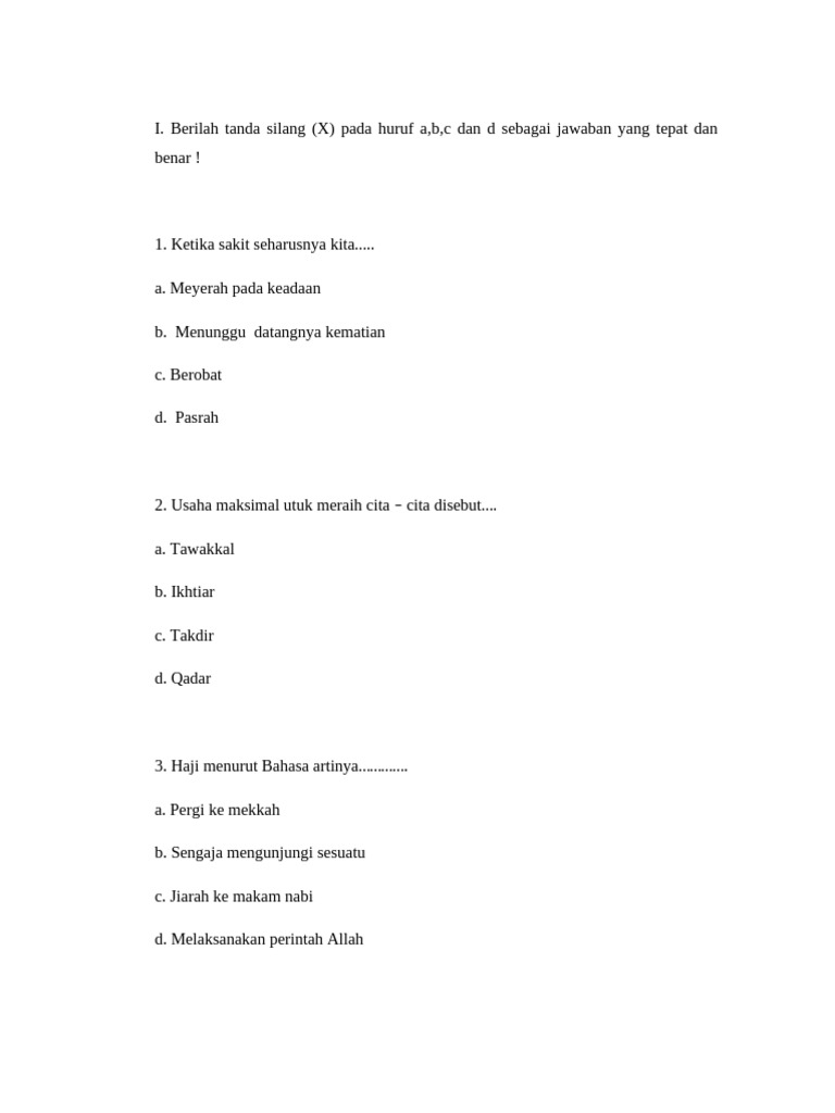 Soal Ujian Mdta Kelas 4 | PDF | Seni & Disiplin Bahasa | Kajian Bahasa Asing