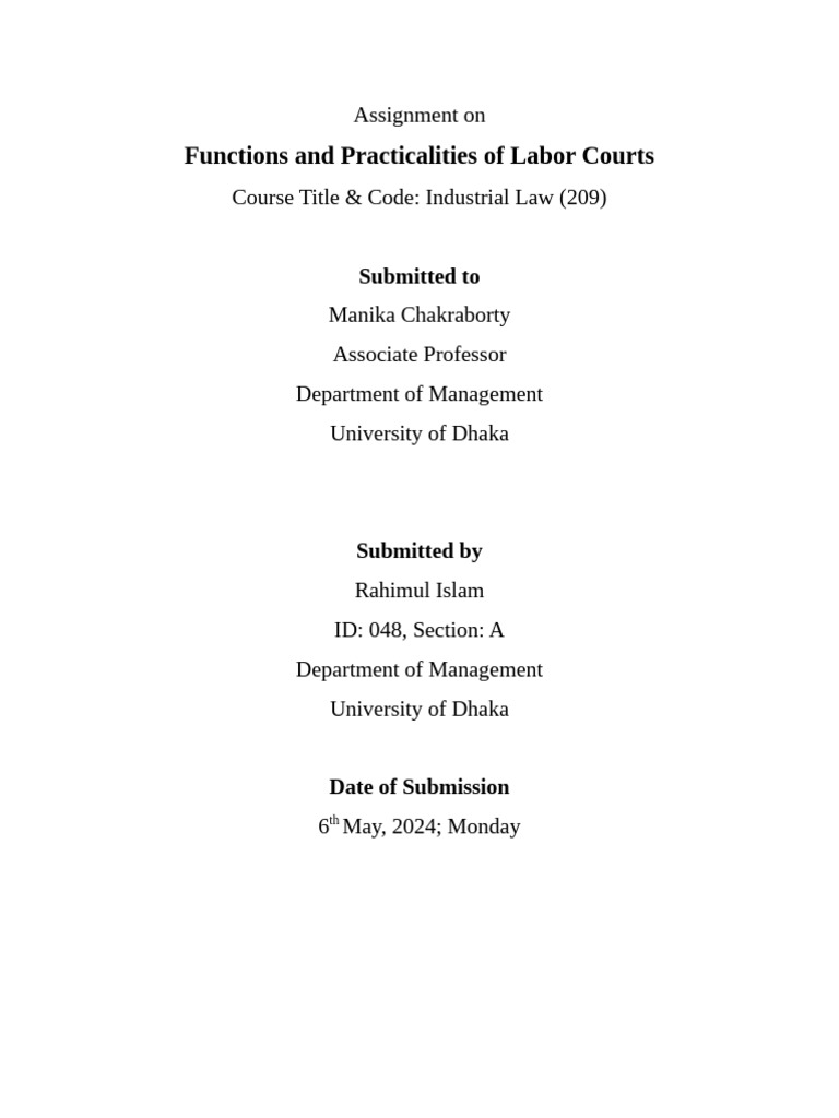 Functions of Labor Courts | PDF | Labour Law | Employment