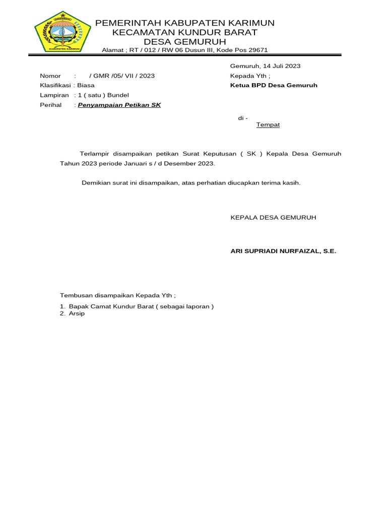 Penyampaian Petikan SK | PDF