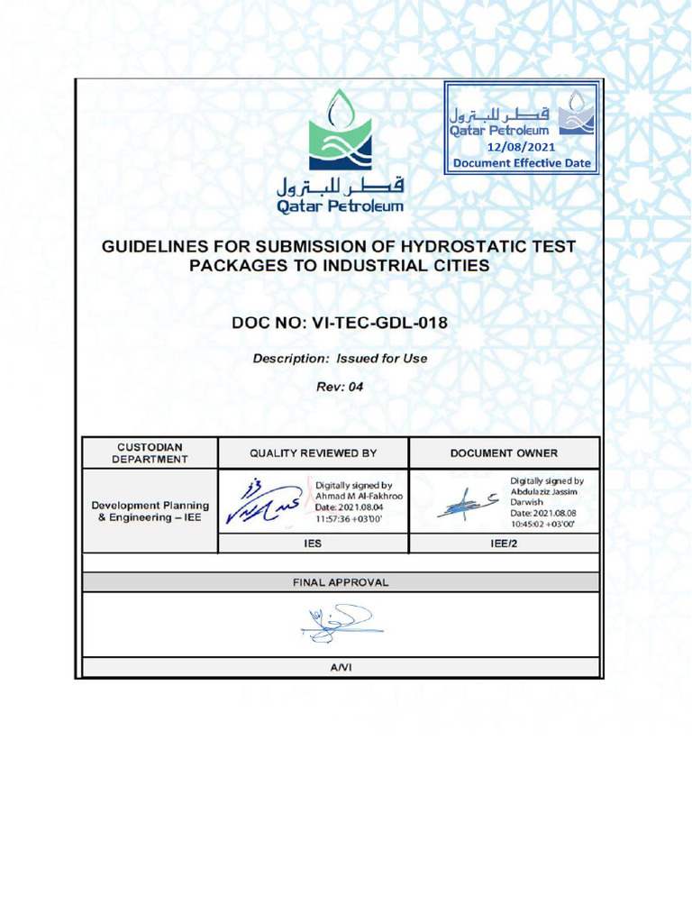 VI-TEC-GDL-018 Guidelines For Submission of Hydrostatic Test Packages ...