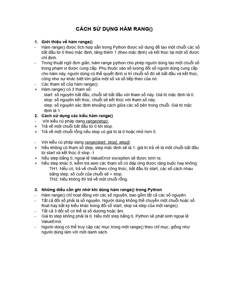 Cách S D NG Hàm Range Trong Python | PDF