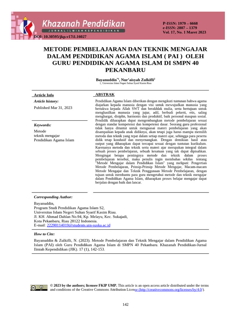 Metode Pemb. Pai | PDF