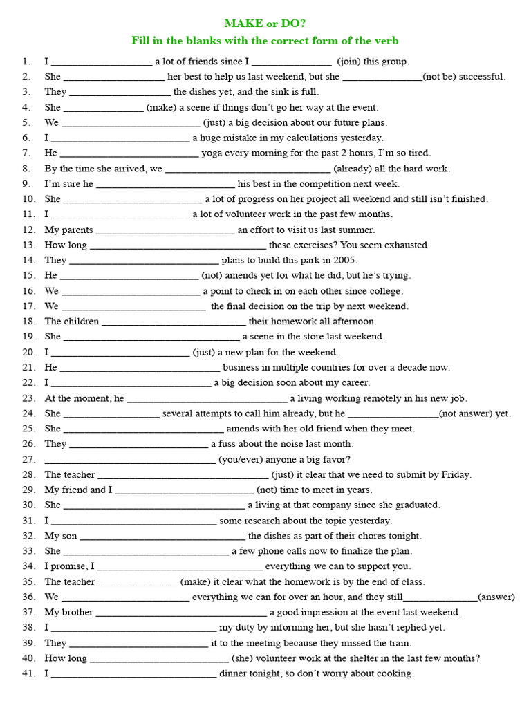 MAKE:DO + Verb Tenses | PDF | Linguistics
