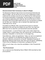 Master of Ceremonies Script - 18th Commencement Exercise - San Agustin ...