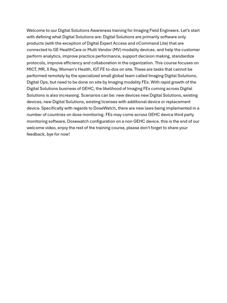 Digital Solutions Awareness Training - Transcript | PDF