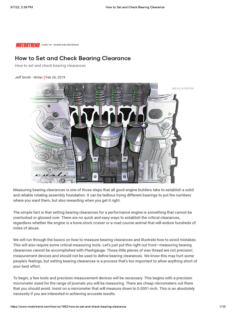 How To Set and Check Bearing Clearance | PDF | Computers