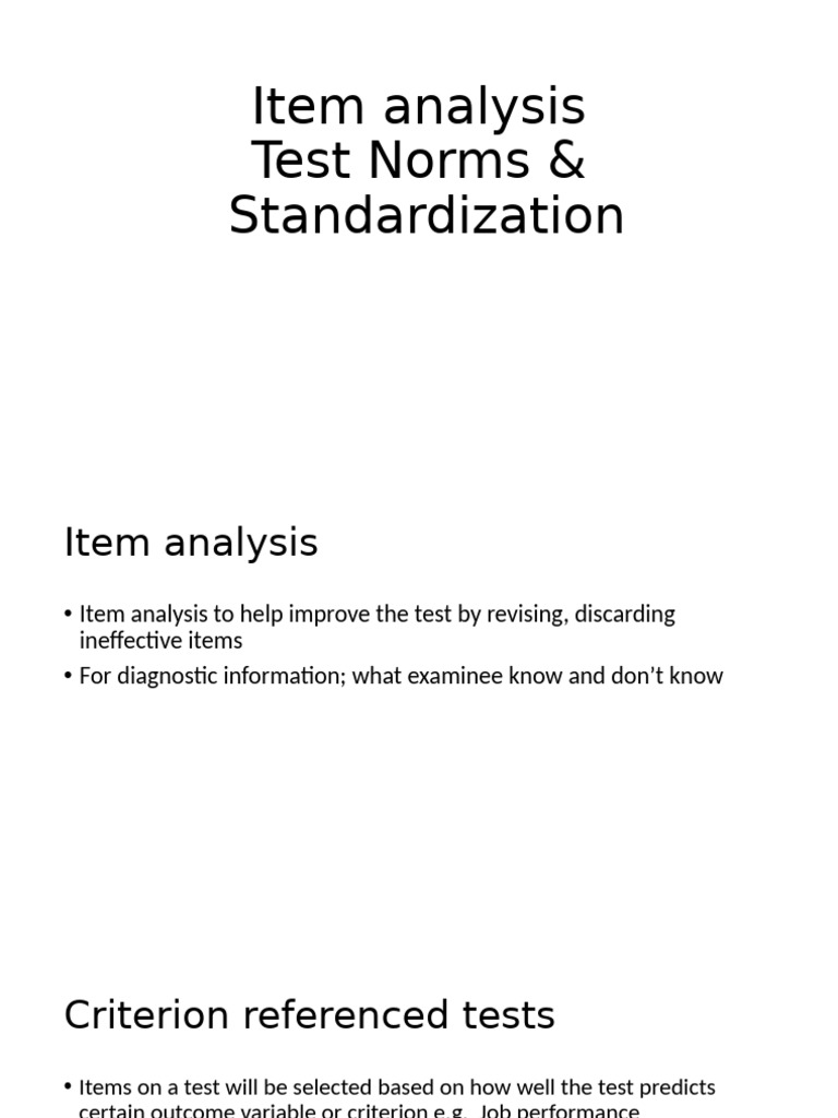 Test Norms and Standardization | PDF | Validity (Statistics)