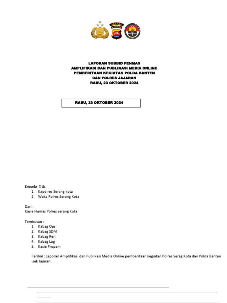 Laphar Amplifikasi Dan Publikasi Pemberitaan Kegiatan Polda Banten Dan ...
