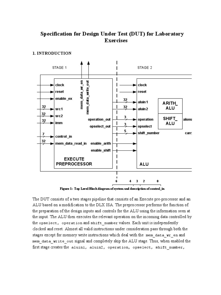 Specification For Design Under Test (DUT) For Laboratory Exercises ...