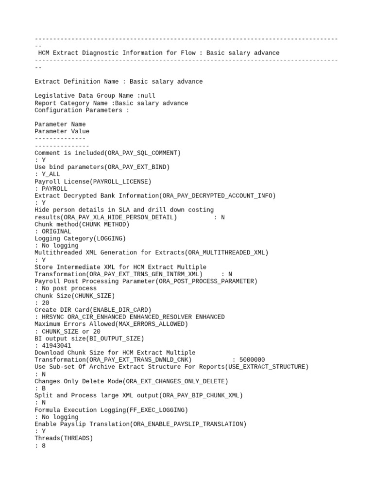 Basic Salary Advance - Process - Diagnostics - Report | PDF | Parameter (Computer Programming) | Xml
