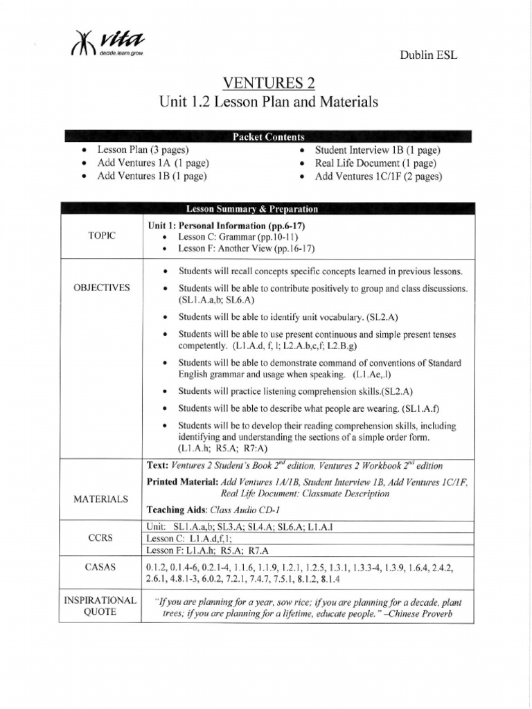 VENTURES 2 Lesson 1.2 DUBLIN | PDF