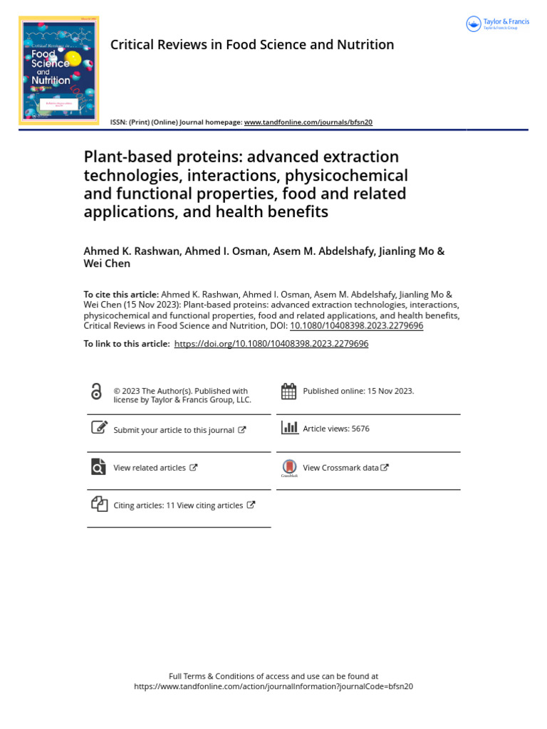 Plant-Based Proteins Advanced Extraction Technologies Interactions ...