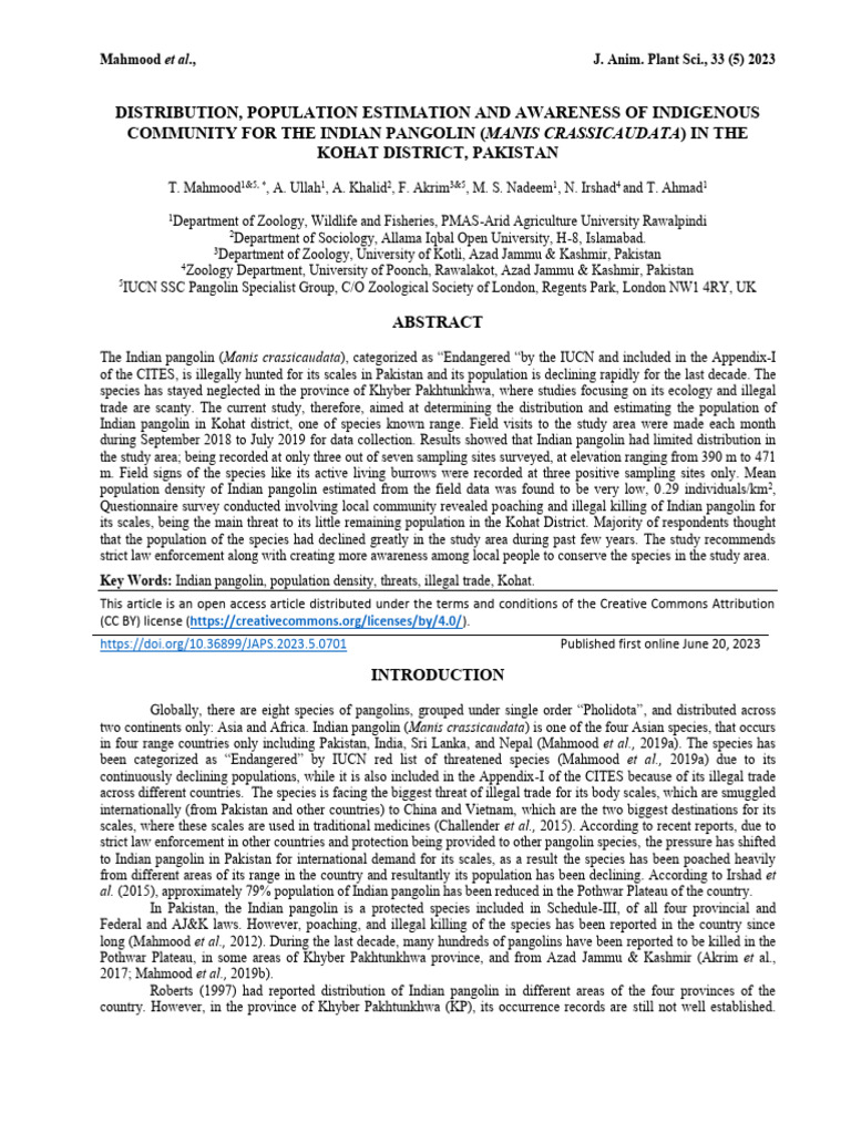 2023 - Pangolin Kohat Paper JAPS | PDF