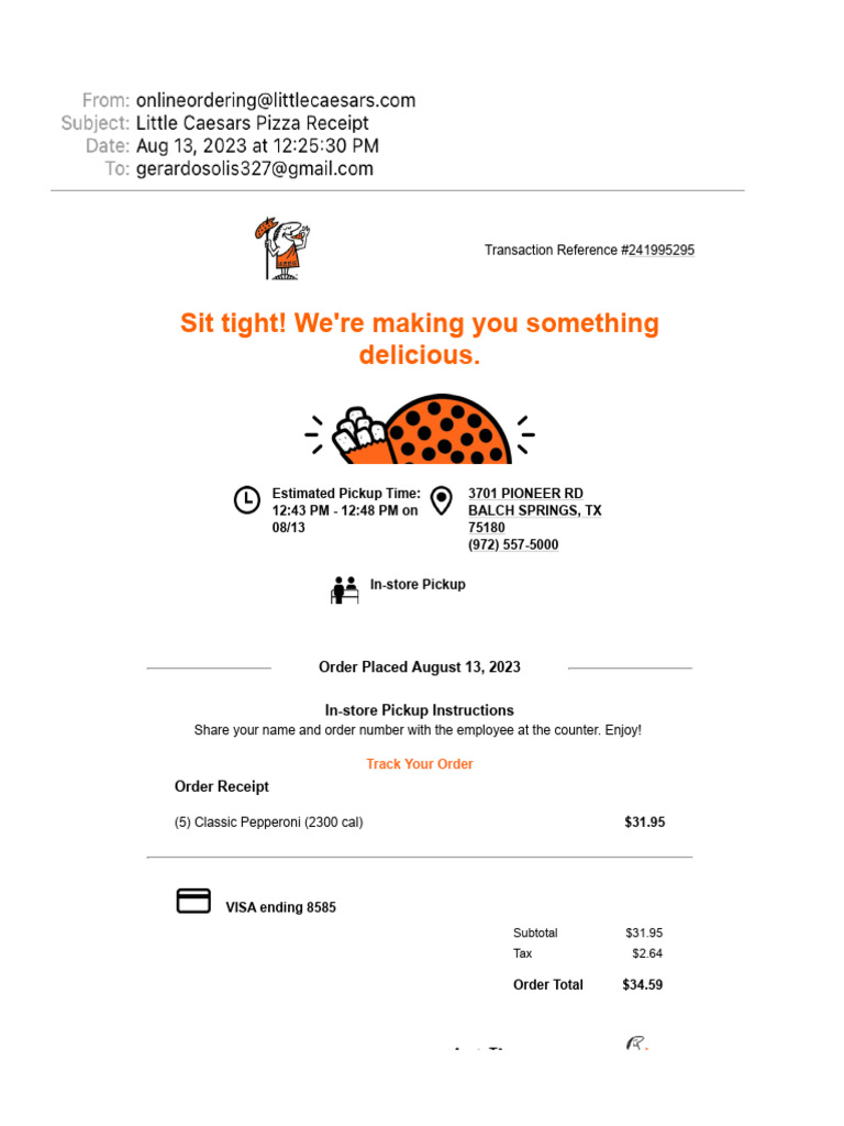 Little Caesars Pizza Receipt | PDF