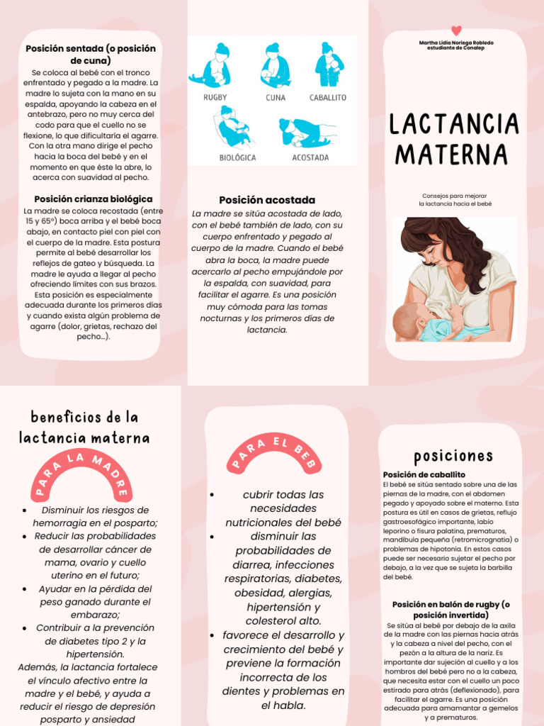 Folleto Tríptico de Lactancia Materna | PDF | Amamantamiento | Periodo posparto