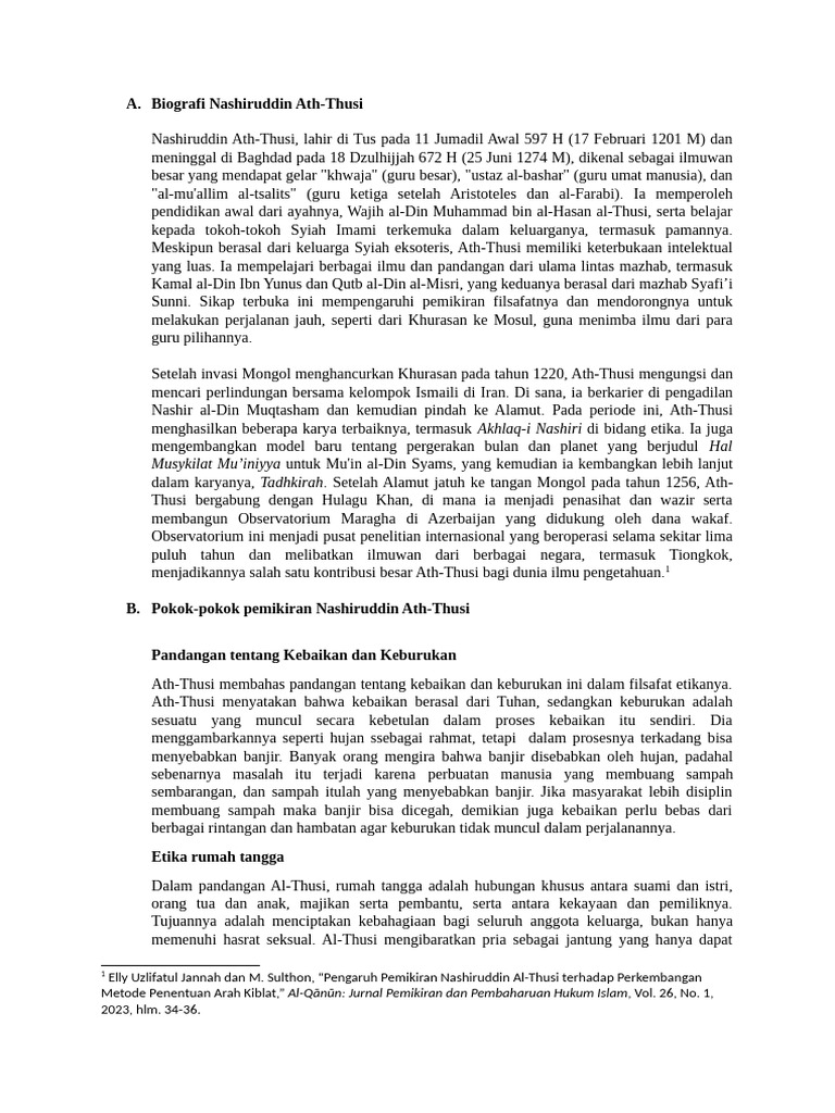 Filsafat Nashiruddin Ath-Thusi | PDF