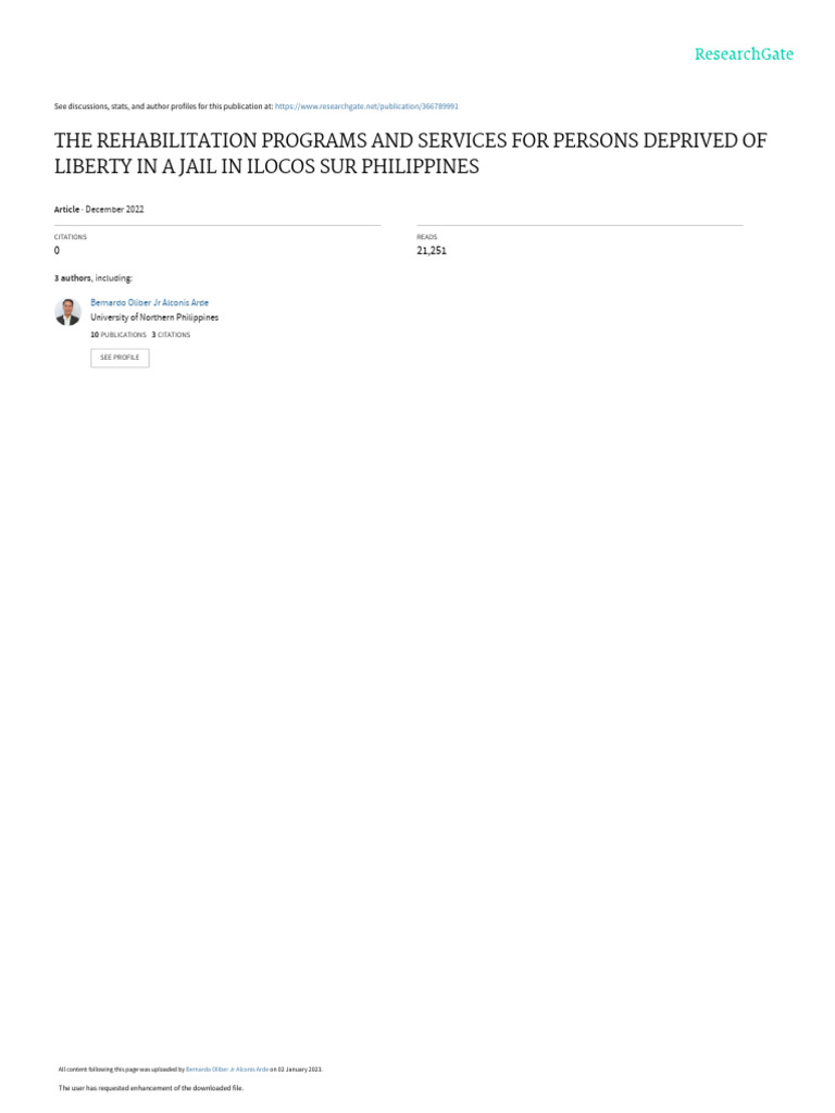 Rehabilitation Programs for PDLs in Ilocos Sur | PDF | Rehabilitation ...