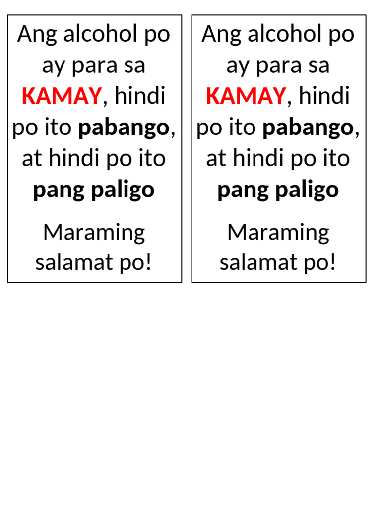 Ang Alcohol Po Ay para Sa KAMAY | PDF