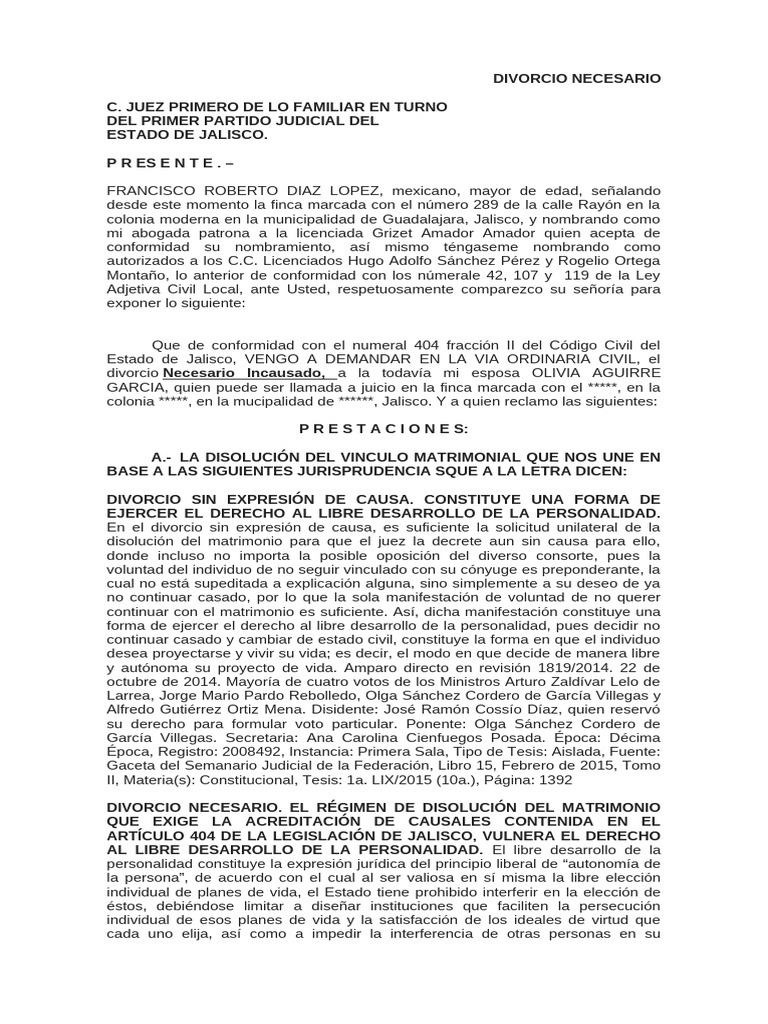 Divorcio Necesario | PDF | Divorcio | Demanda judicial