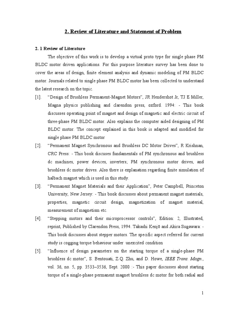 2.review of Literature and Statement of Problem | PDF | Electric Motor ...