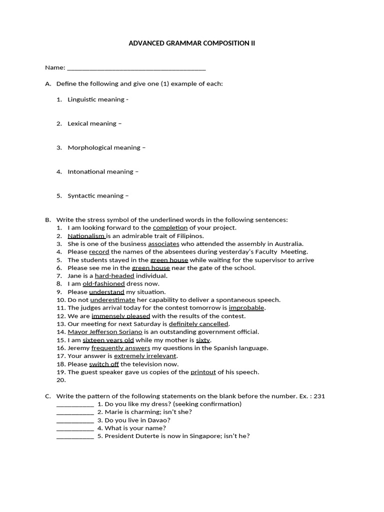 Advanced Grammar Composition Ii Pdf